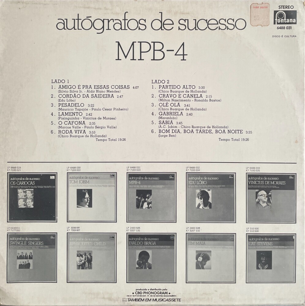 MPB4 - Autógrafos de Sucessos (1974) - Estilhaços Discos