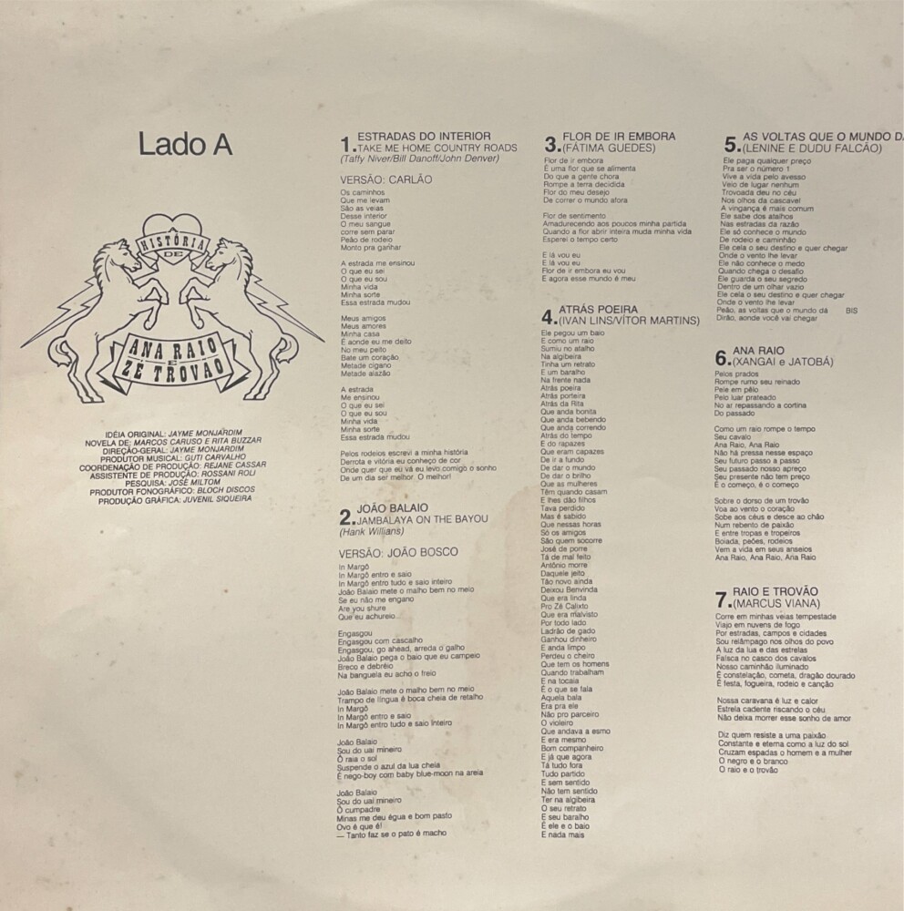 Trilha Sonora Original da Novela: “A História de Ana Raio e Zé Trovão ...