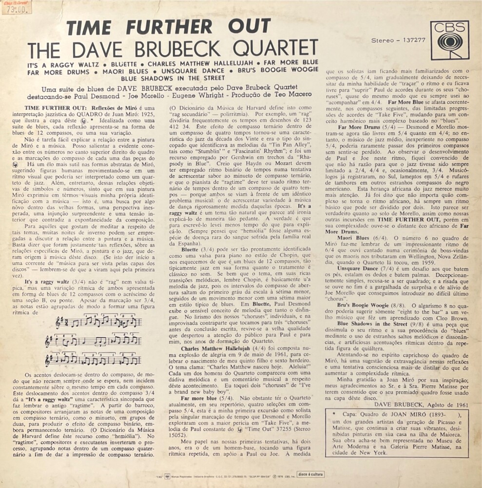 The Dave Brubeck Quartet - Time Further Out (Miro Reflections)(1961/ ...